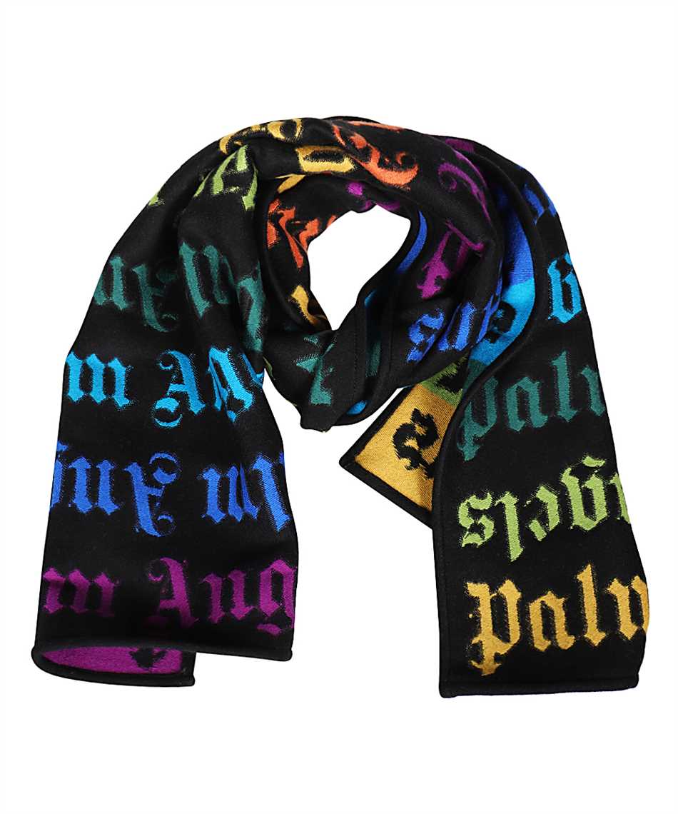 Palm Angels PMMA013E20KNI001 RAINBOW MONOGRAM Scarf Black